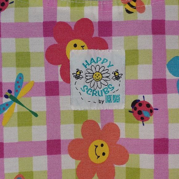 UA Scrubs | Tops | Ua Happy Scrubs Top Smile Flower Ladybug Small ...